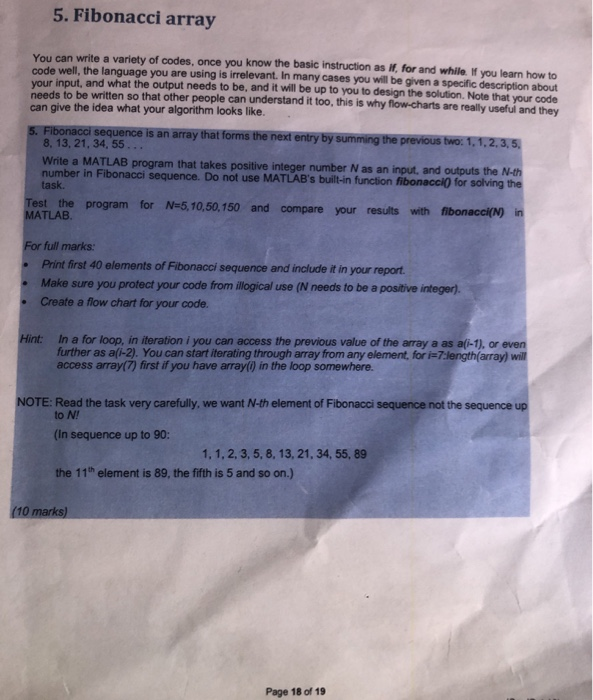 Solved 5. Fibonacci array You can write a variety of codes, | Chegg.com