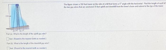 Solved The figure shows a 350 foot tower on the side of a | Chegg.com