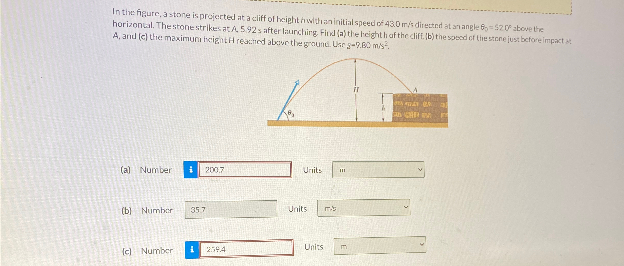 Solved In the figure, a stone is projected at a cliff of | Chegg.com