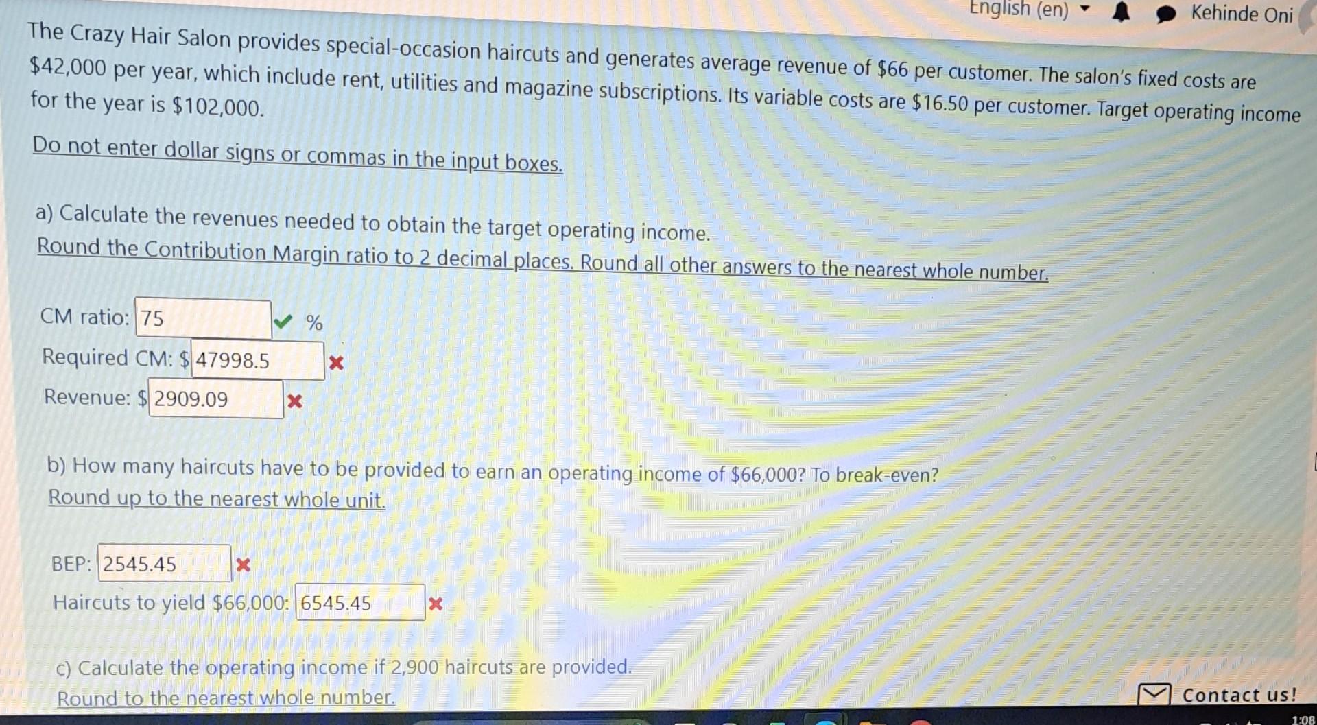 Solved The Crazy Hair Salon provides special-occasion | Chegg.com