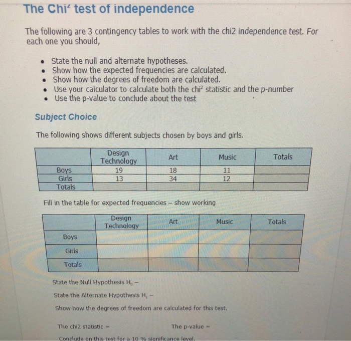Solved The Chi test of independence The following are 3 | Chegg.com