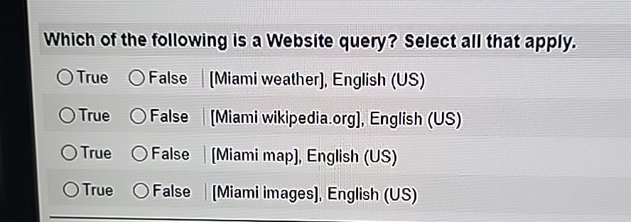 Solved Which of the following is a Website query? Select all | Chegg.com