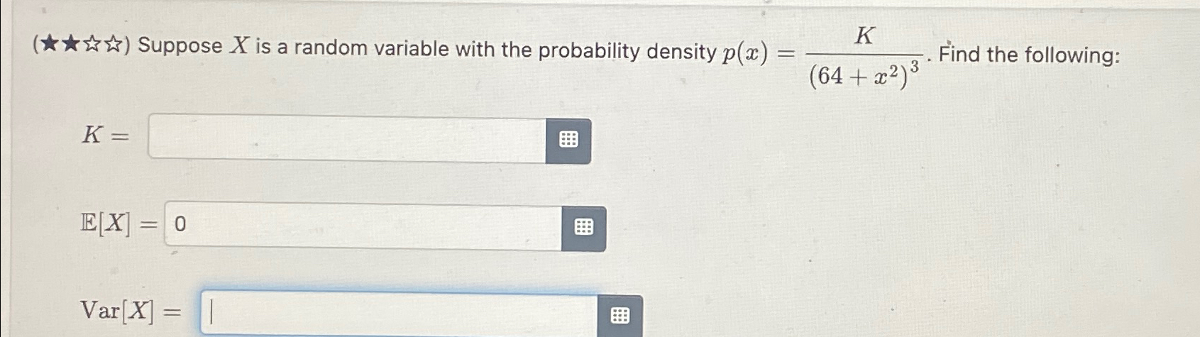 Solved (******ℏϖ) ﻿Suppose x ﻿is a random variable with the | Chegg.com