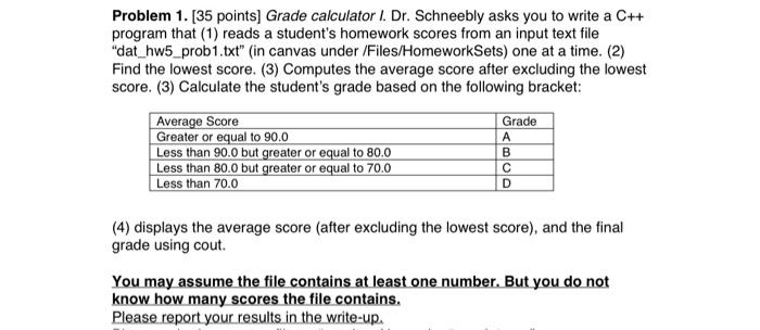 Solved Problem 1. [35 points] Grade calculator I. Dr. | Chegg.com