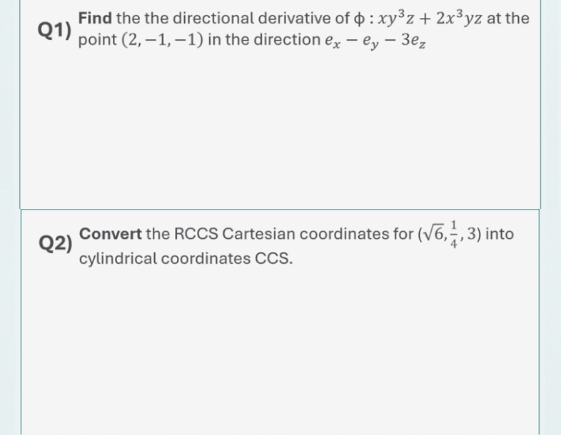 Solved Q1) ﻿Find the the directional derivative of | Chegg.com
