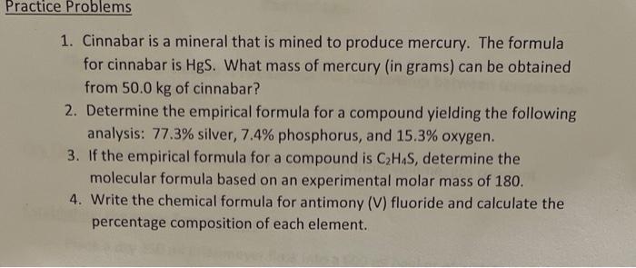Solved 1. Cinnabar is a mineral that is mined to produce | Chegg.com