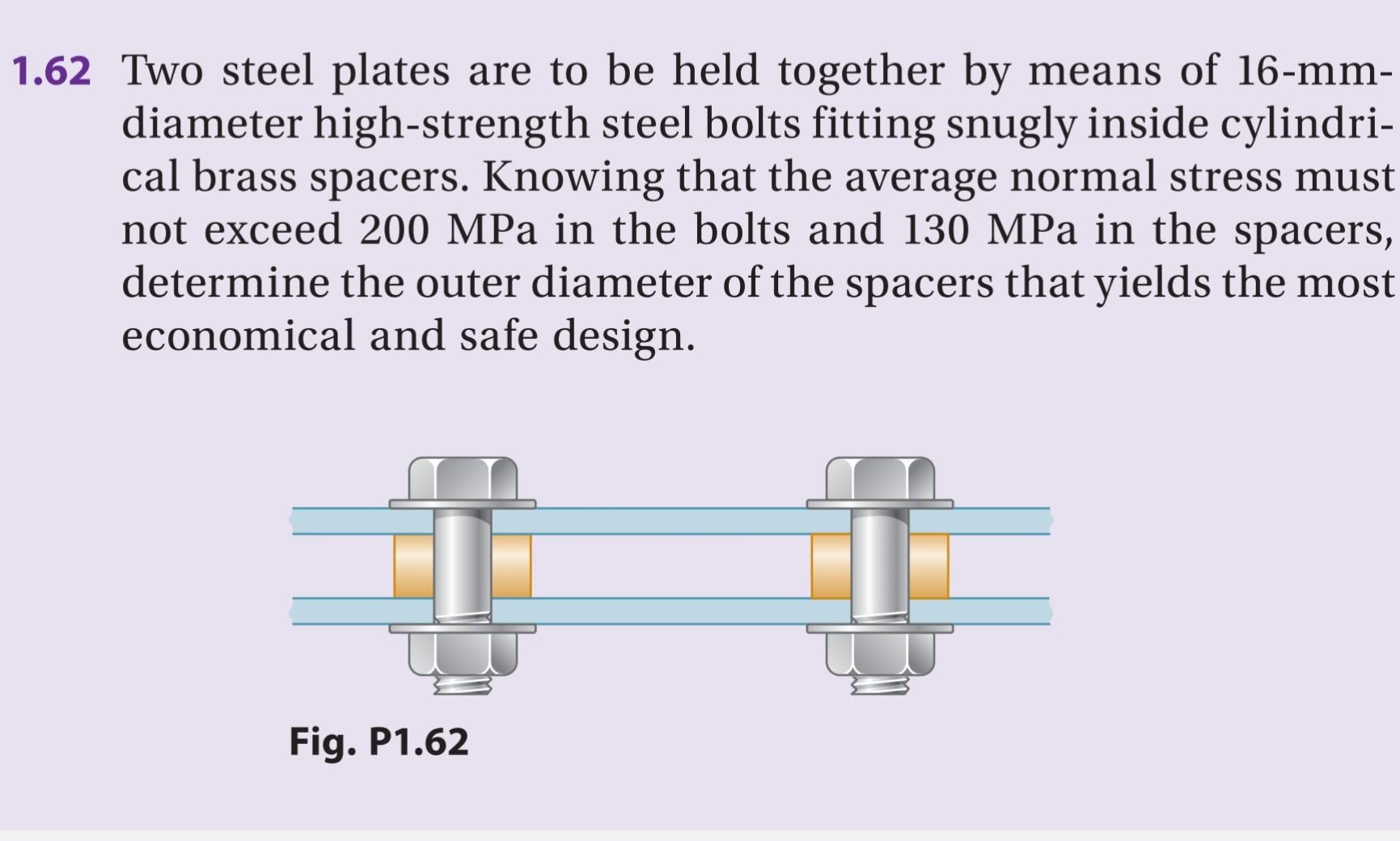 Solved 62 Two steel plates are to be held together by means | Chegg.com