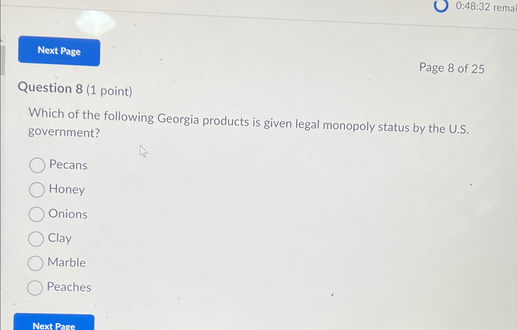 Solved 0:48:32 ﻿remaiPage 8 ﻿of 25Question 8 (1 ﻿point)Which | Chegg.com