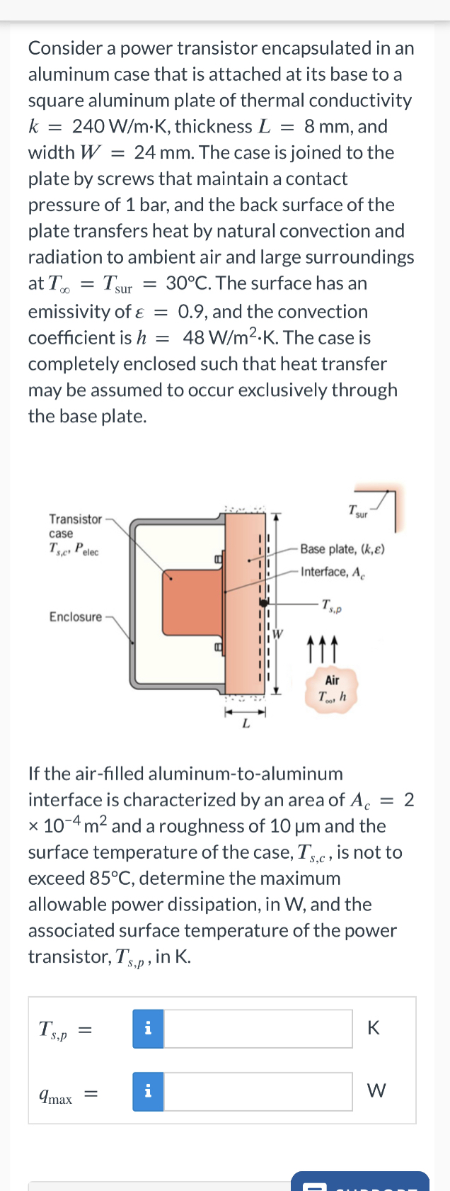 Solved Consider a power transistor encapsulated in an | Chegg.com