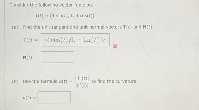 Solved Consider the following vector function. | Chegg.com