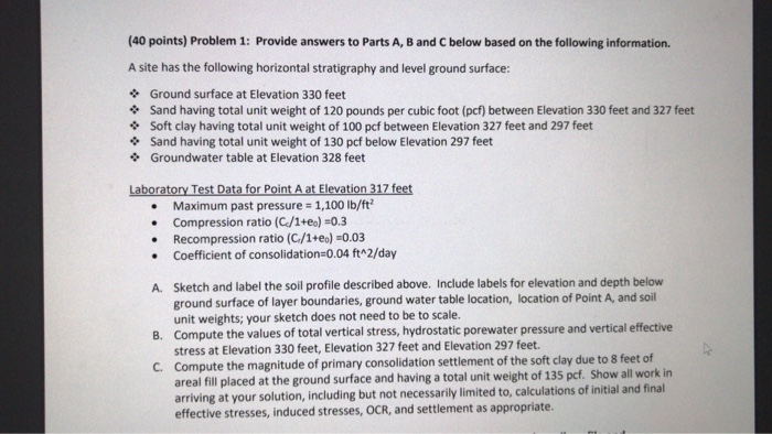 Solved (40 points) Problem 1: Provide answers to Parts A, B | Chegg.com
