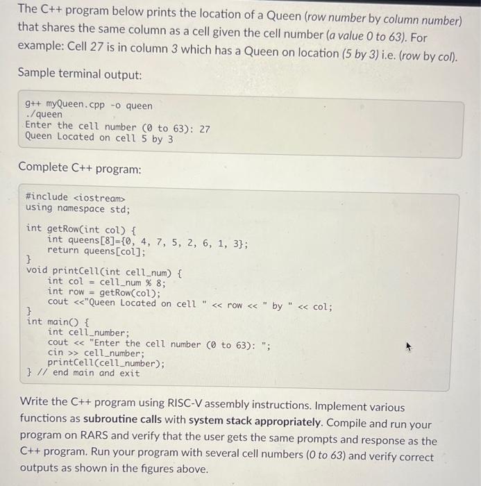 Solved Problem statement: Place n queens on an n×n | Chegg.com