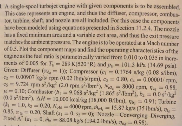 Solved A single-spool turbojet engine with given components | Chegg.com