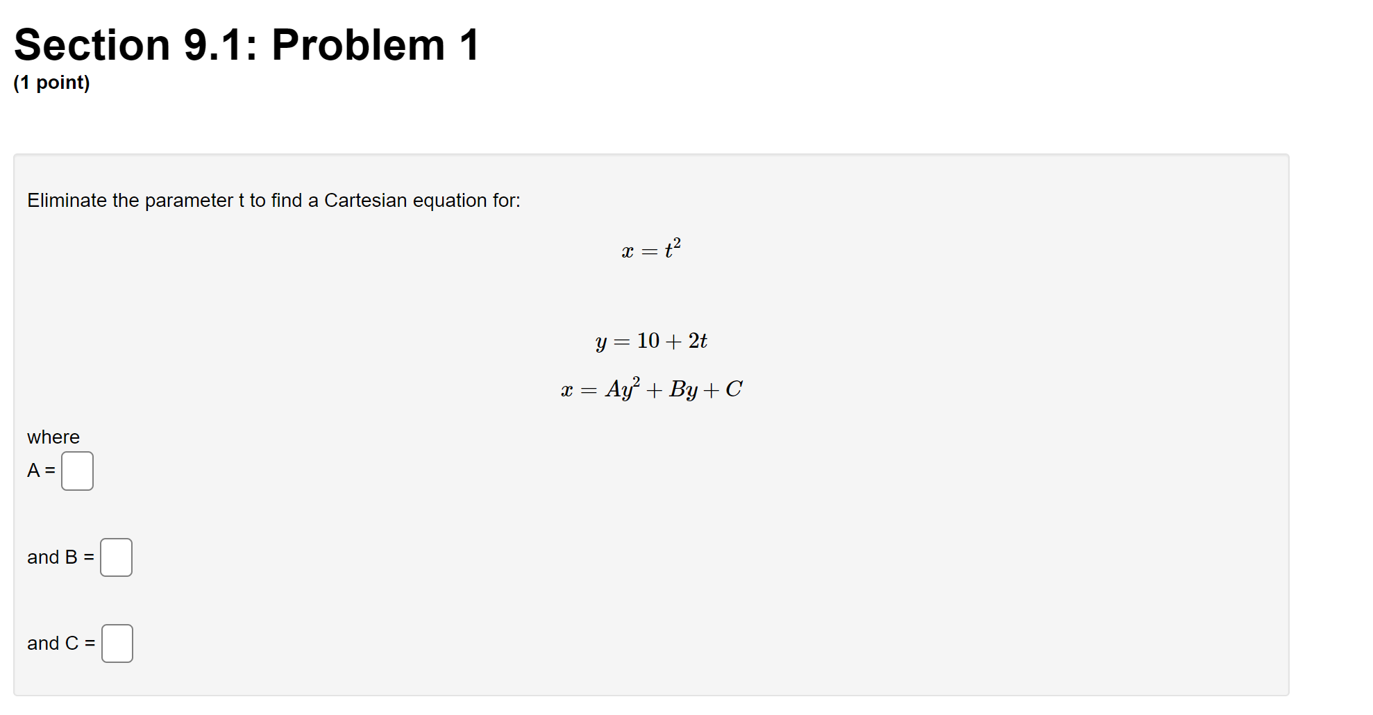 Solved Eliminate The Parameter T ﻿to Find A Cartesian