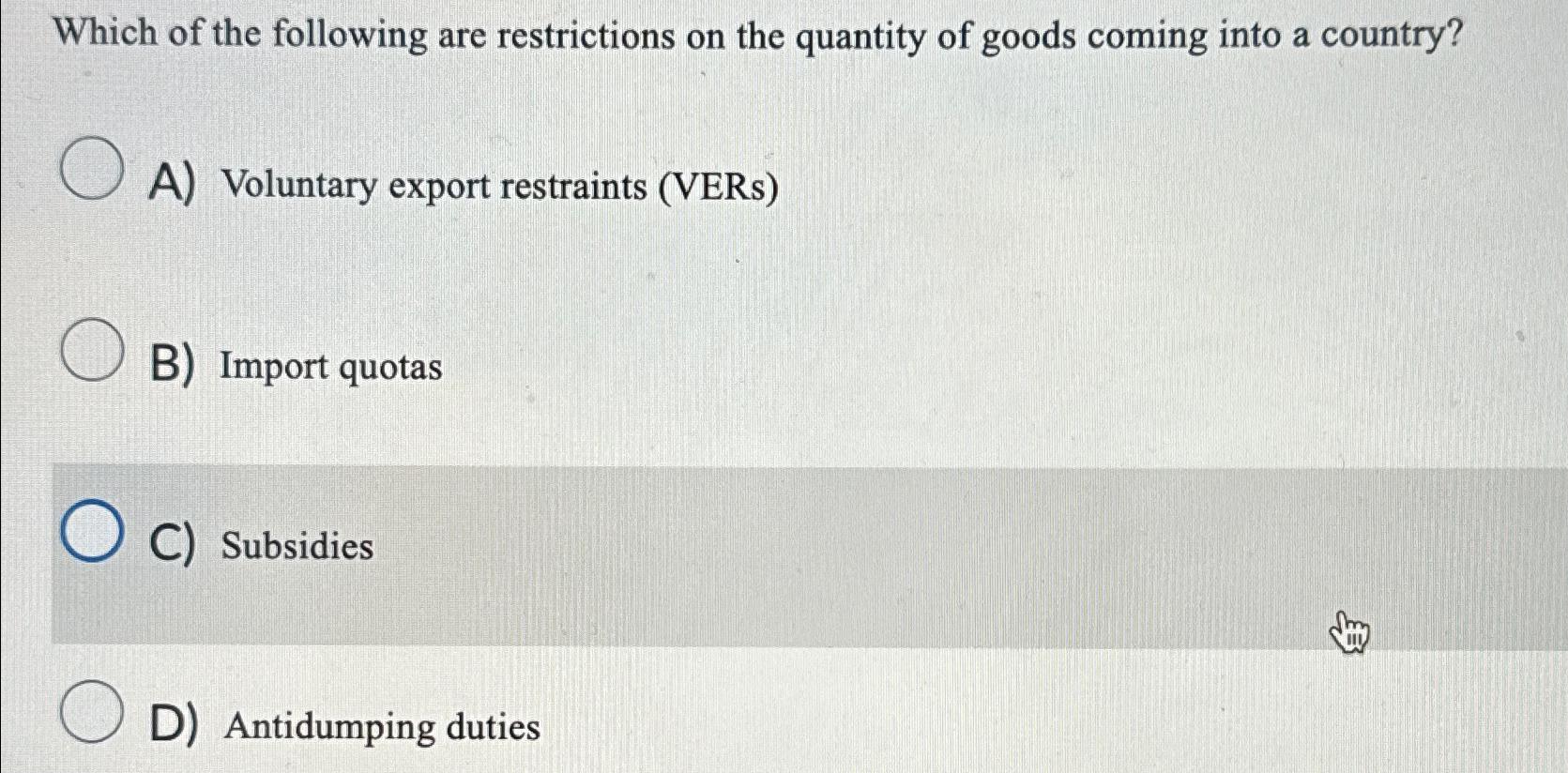 Solved Which of the following are restrictions on the | Chegg.com