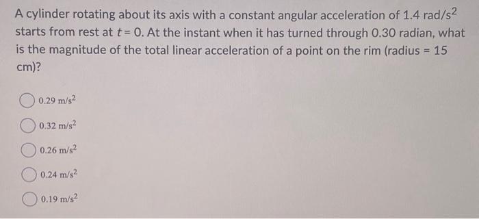 Solved A cylinder rotating about its axis with a constant | Chegg.com