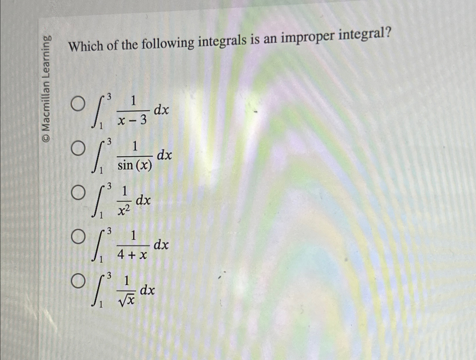 Solved Which of the following integrals is an improper | Chegg.com