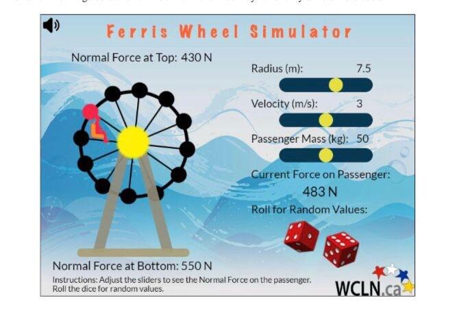 Solved Ferris Wheel Simulator Normal Force at Top: 430 N | Chegg.com