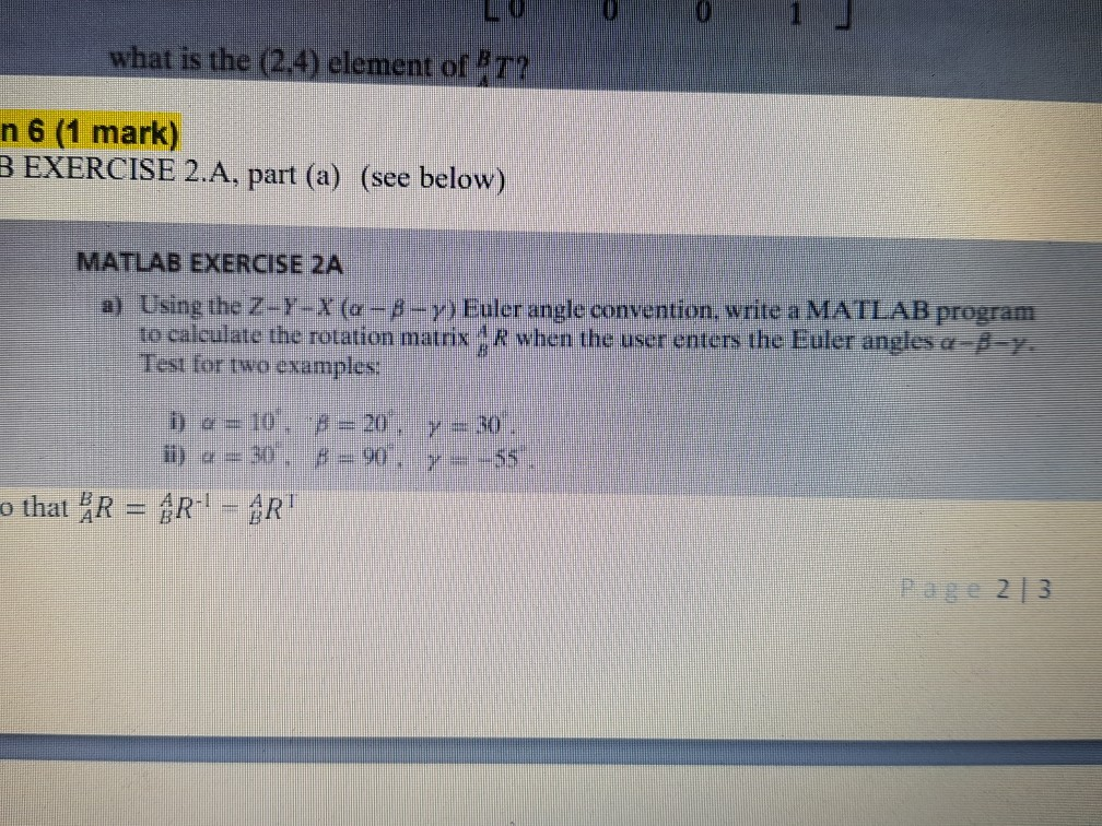 Solved what is the (2.4) element of T? n 6 (1 mark) B | Chegg.com