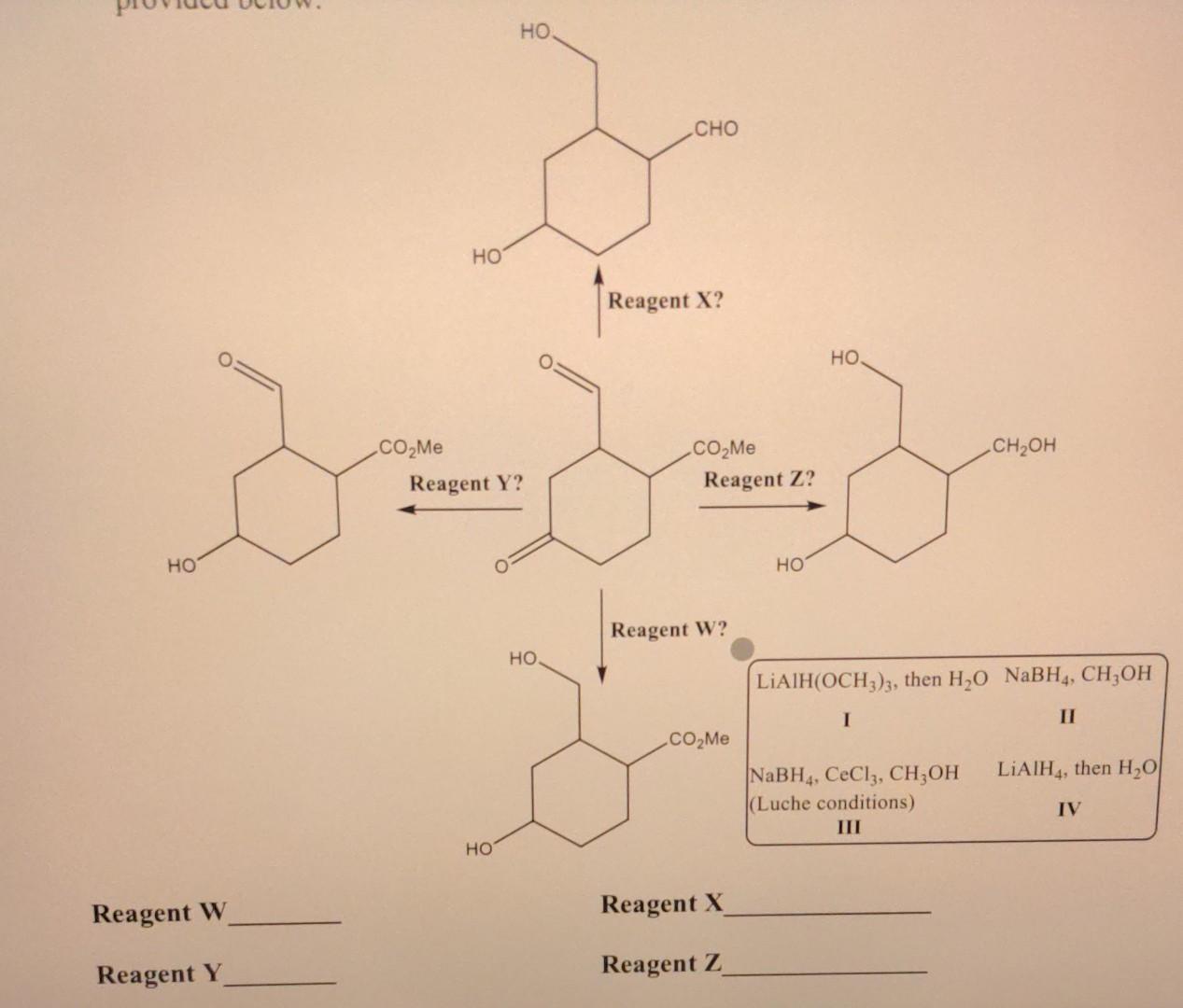 Solved НО. CHO HO Reagent X? НО. CH2OH LES CO2Me Reagent Y? | Chegg.com