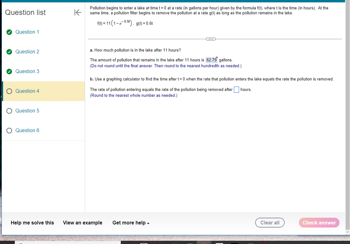 Solved Pollution begins to enter a lake at time t=0 ﻿at a | Chegg.com
