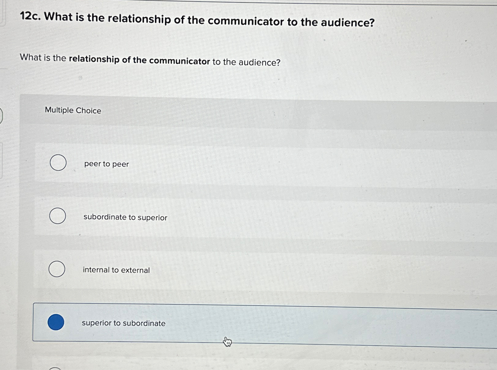 Solved 12c. ﻿What is the relationship of the communicator to | Chegg.com