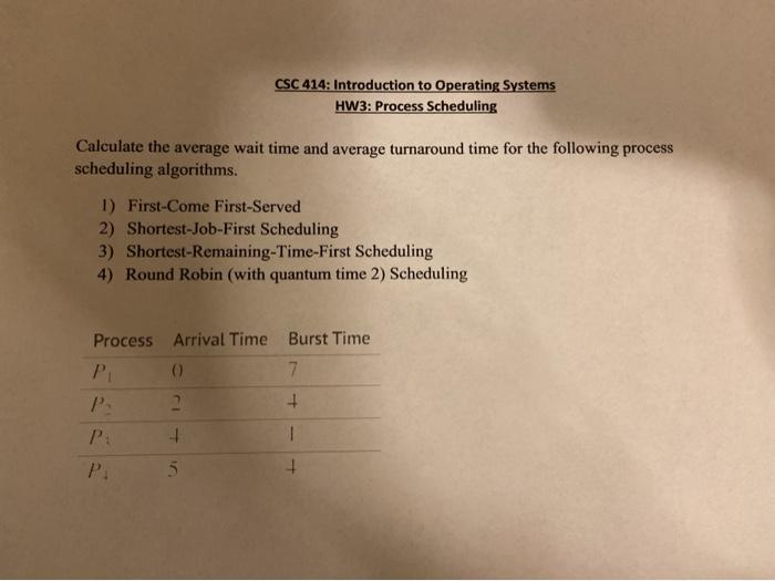 Solved CSC 414: Introduction to Operating Systems HW3: | Chegg.com