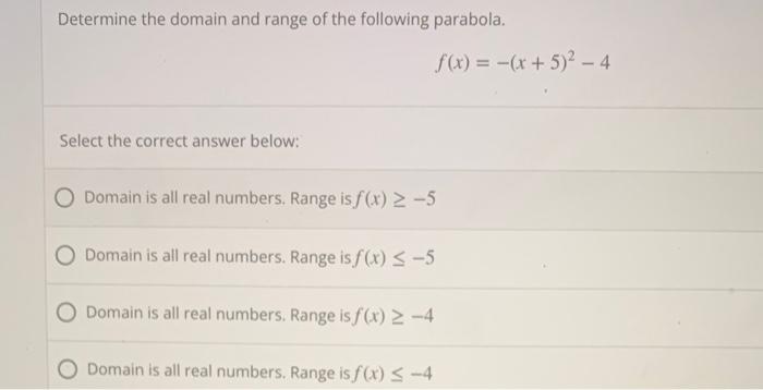 Solved Determine The Domain And Range Of The Following