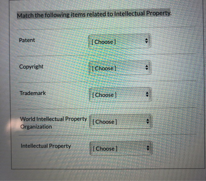 Solved Match the following items related to Intellectual | Chegg.com
