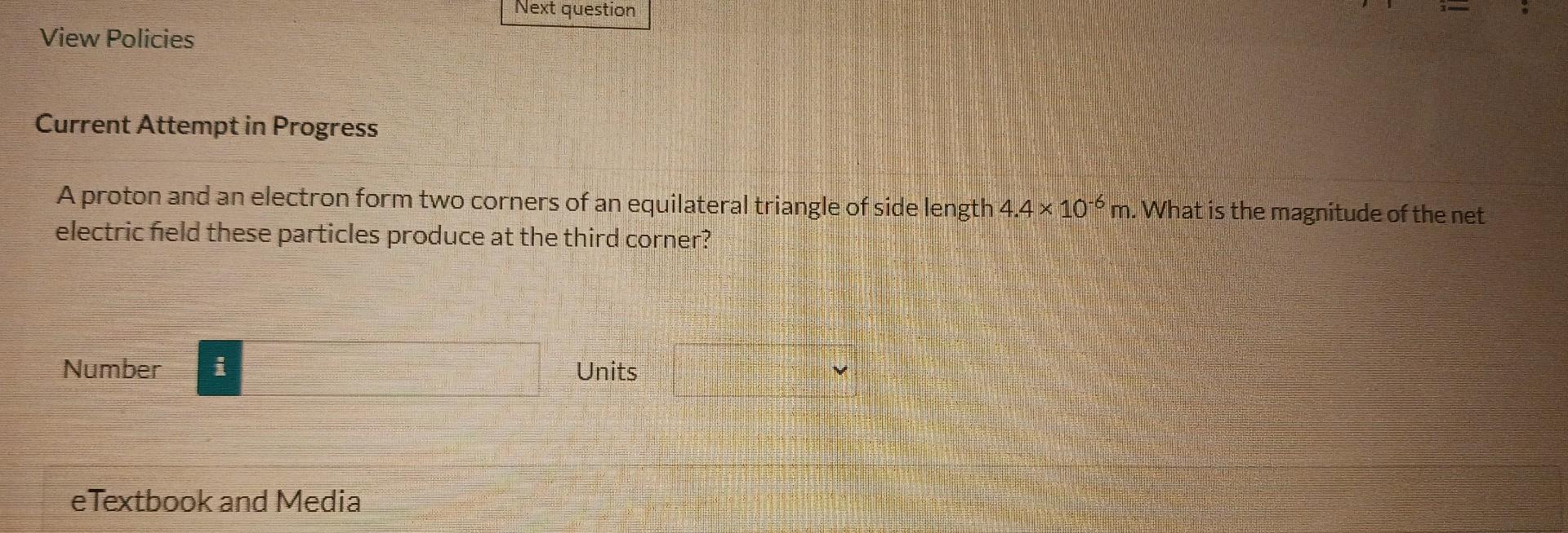 Solved Current Attempt in Progress A proton and an electron | Chegg.com