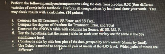 Solved 1. Perform the following analyses/computations using | Chegg.com