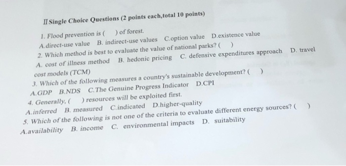 Solved II Single Choice Questions (2 points each,total 10 | Chegg.com