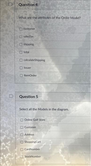Solved What are the attributes of the Order Model? | Chegg.com