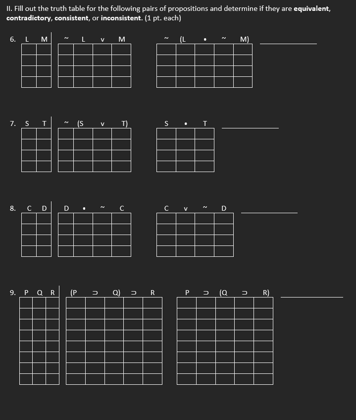 Solved Fill out the truth table for the following pairs of | Chegg.com