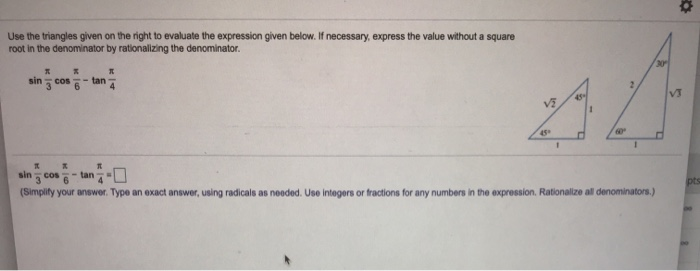 Solved Use the triangles given on the right to evaluate the | Chegg.com