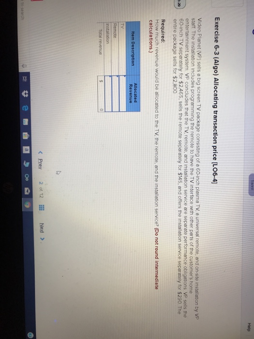 Solved Help Exercise 6-3 (Algo) Allocating transaction price | Chegg.com