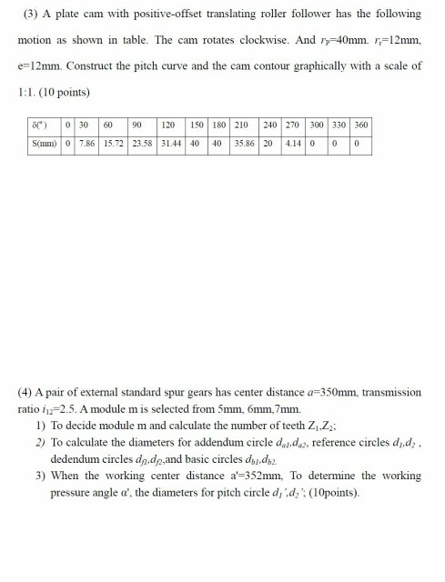 Solved (3) A plate cam with positive-offset translating | Chegg.com