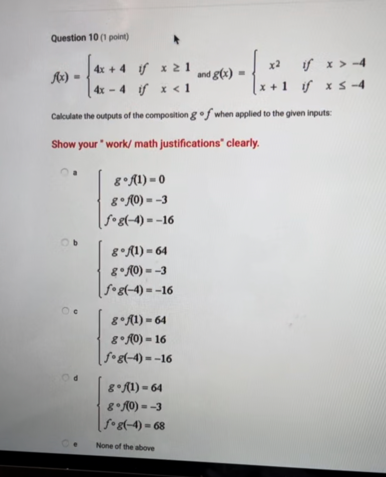 Solved Question 10 1 ﻿point F X {4x 4 If X≥14x 4 If X