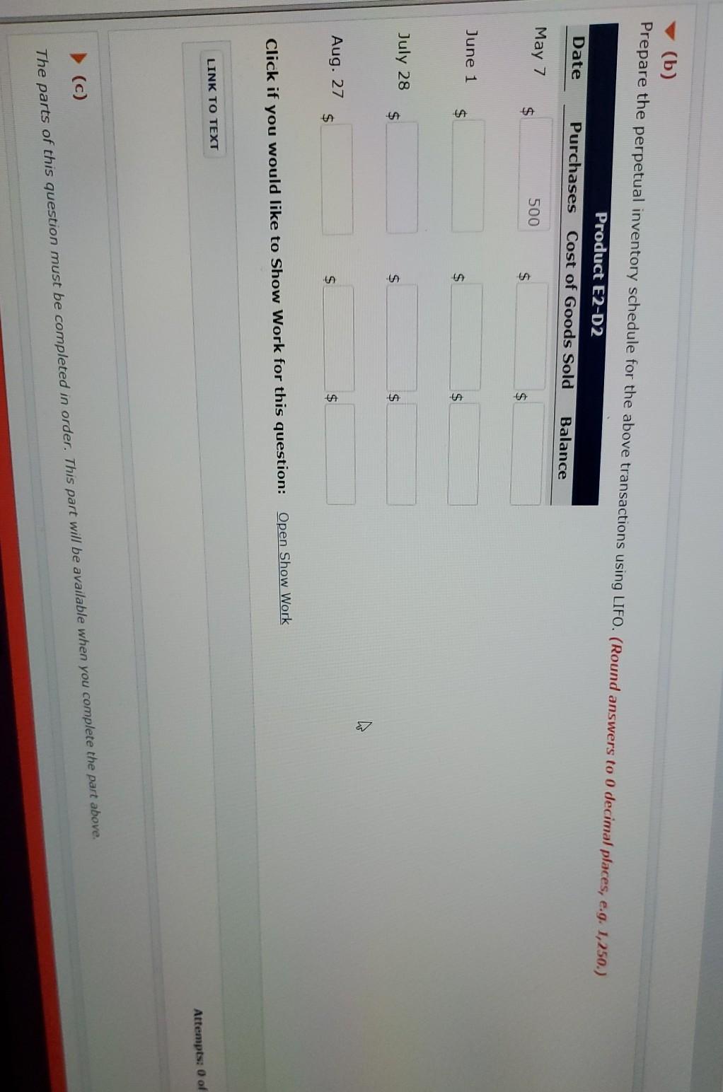 Solved Brief Exercise 6-10 a-c (Part Level Submission) | Chegg.com