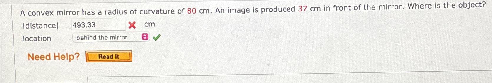 Solved A convex mirror has a radius of curvature of 80cm. | Chegg.com