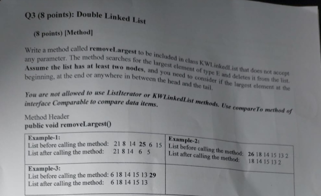 Solved Q3 (8 ﻿points): Double Linked List(8 | Chegg.com