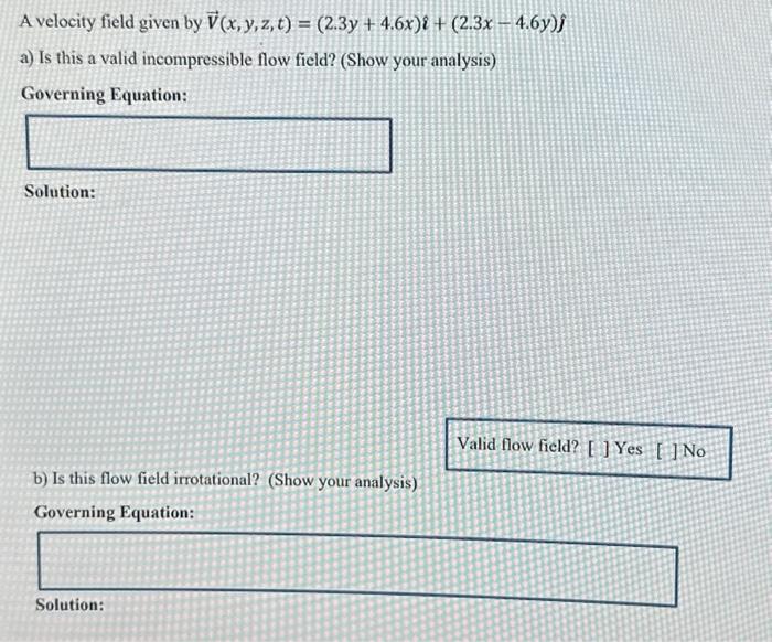 Solved A velocity field given by | Chegg.com