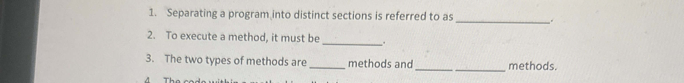 Solved Separating a program into distinct sections is | Chegg.com