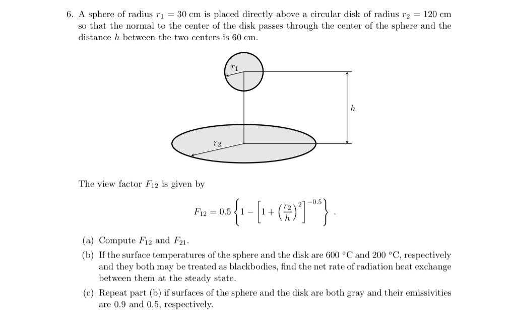 Solved A sphere of radius r1=30cm ﻿is placed directly above | Chegg.com