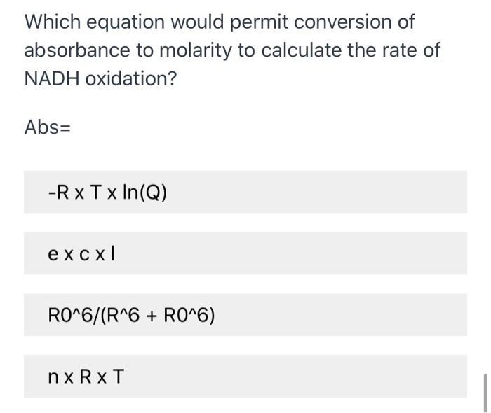 Solved NAD+ NADH Molar absorbance x 10-3 280 320 Wavelength | Chegg.com