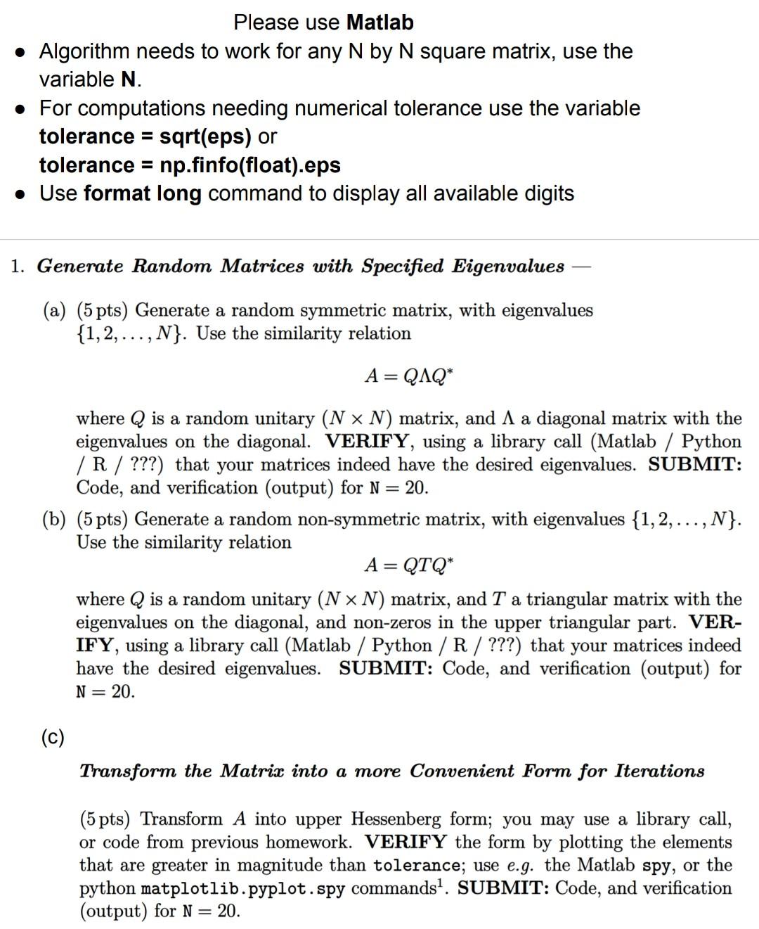 Solved Please use Matlab, the variable "N" for a square | Chegg.com
