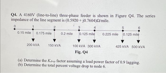 Solved Q4. A 4160V (line-to-line) three-phase feeder is | Chegg.com
