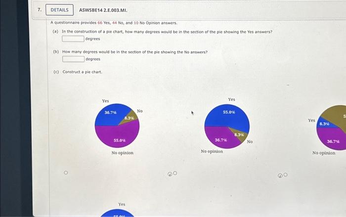 Solved 7. DETAILS ASWSBE14 2.E.003.MI. A questionnaire | Chegg.com