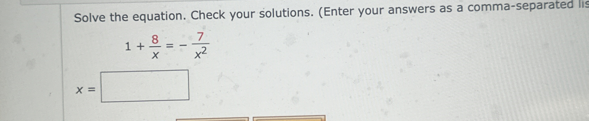 Solved Solve the equation. Check your solutions. (Enter your | Chegg.com