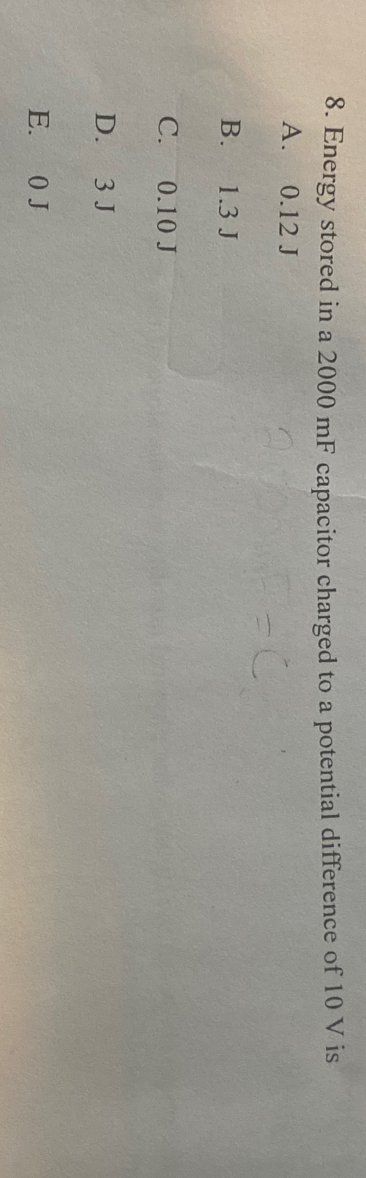 Solved Energy stored in a 2000mF ﻿capacitor charged to a | Chegg.com